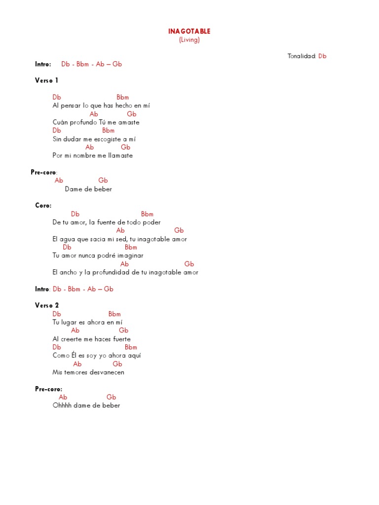 Inagotable Amor: Letra y Acordes | PDF | Poesía