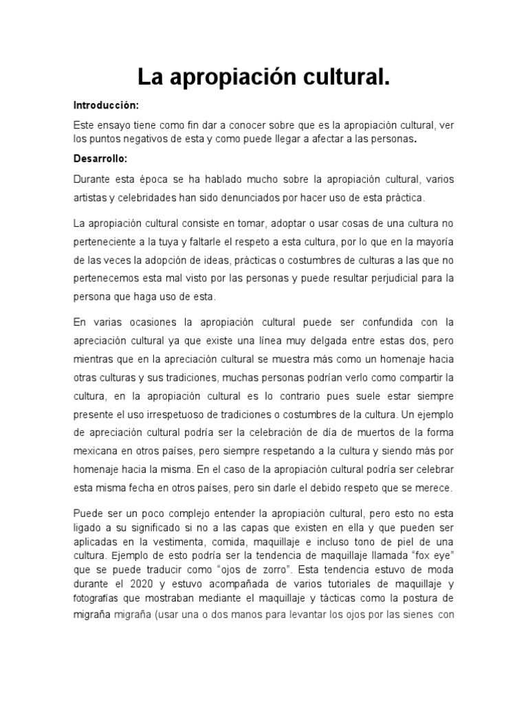 La Apropiación Cultural | PDF