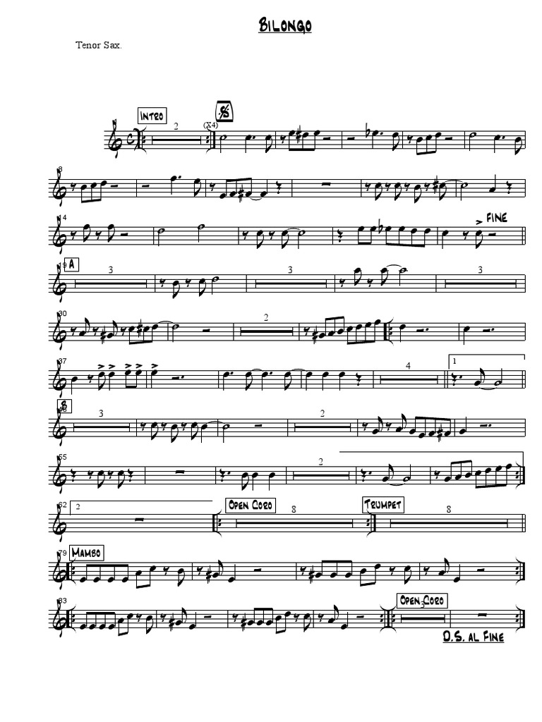 Bilongo - GM - Tenor Sax | PDF