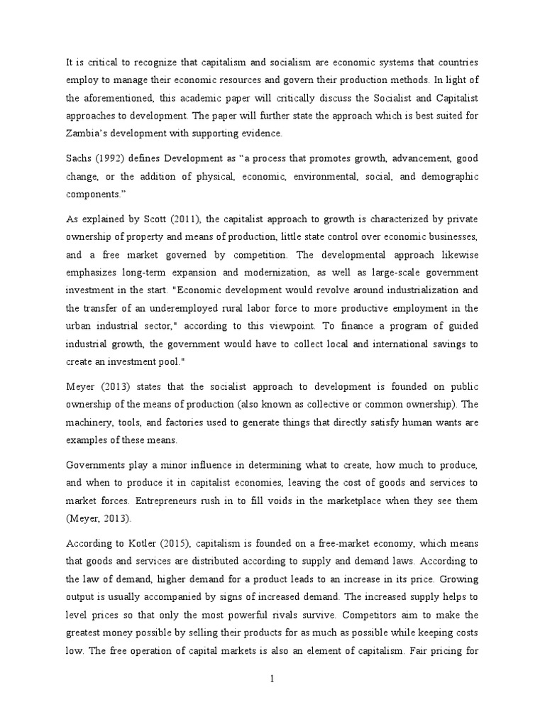Socialist and Capitalist Approaches To Development | PDF | Capitalism ...
