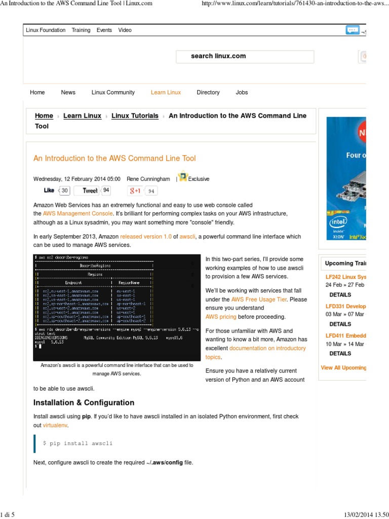 An Introduction To The AWS Command Line Tool - Linux | PDF | Computing | Cyberspace