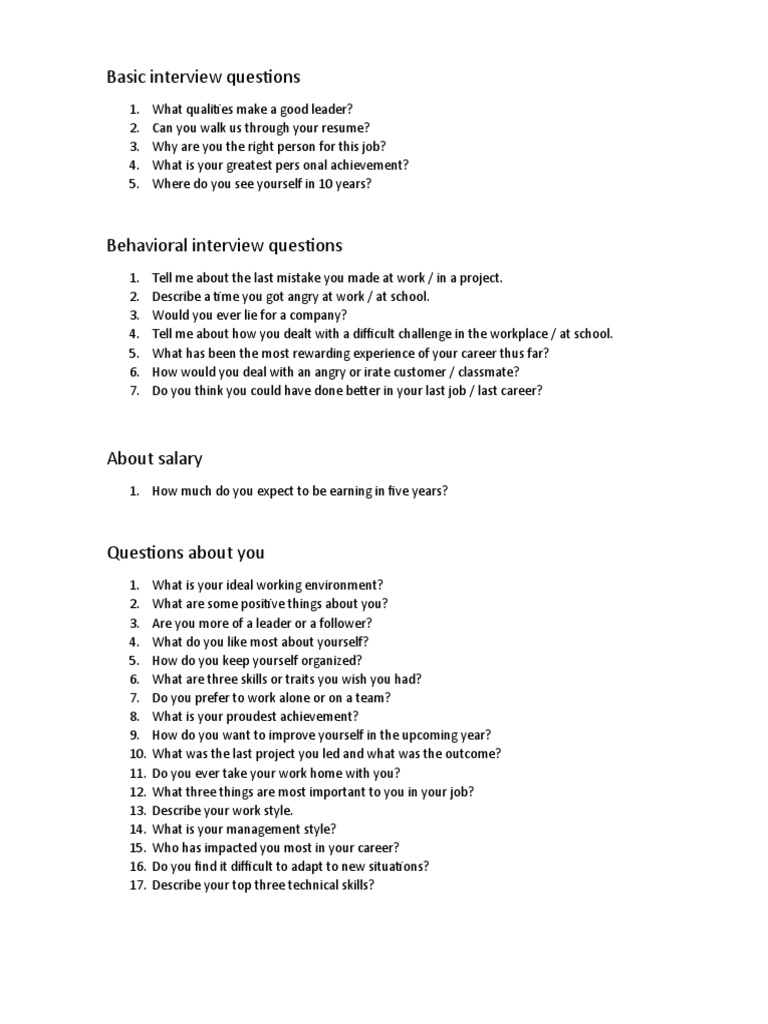 PET Interview Questions | PDF