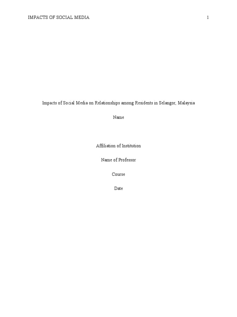 Social Media's Effects on Relationships | PDF | Popular Culture & Media ...