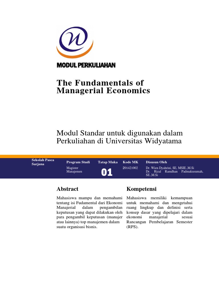Modul 1. Konsep Dasar Ekonomi Manajerial | PDF | Karier & Perkembangan | Bisnis