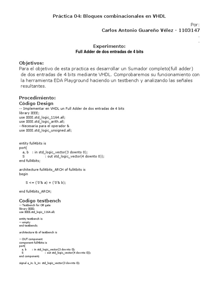 Bloques Combinacionales en VHDL - 1103147 | PDF | Vhdl | Systems ... Bloques Combinacionales en VHDL - 1103147 | PDF | Vhdl | Systems ...