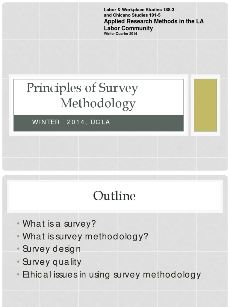 Principles of Survey Methodology | PDF | Survey Methodology ...