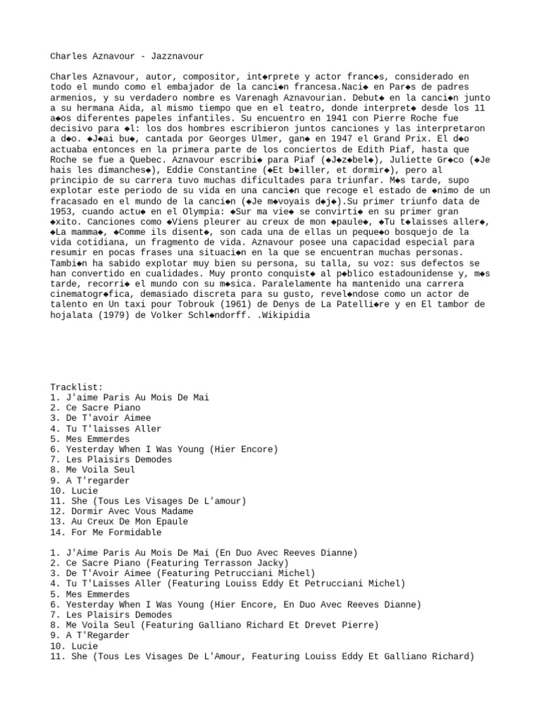 Charles Aznavour - Jazznavour | PDF | Músicos | Artistas