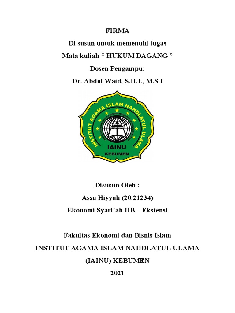 Makalah Hukum Dagang Firma Assa | PDF