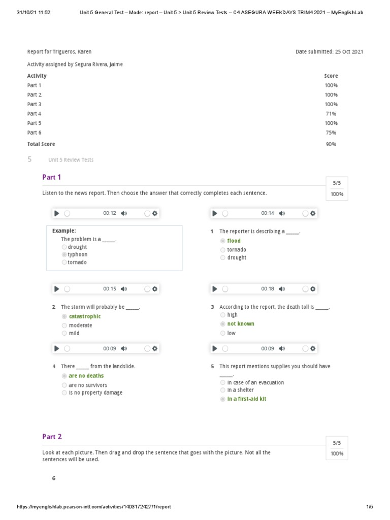 Unit 5 General Test - Mode - Report - Unit 5 - Unit 5 Review Tests - C4 ...