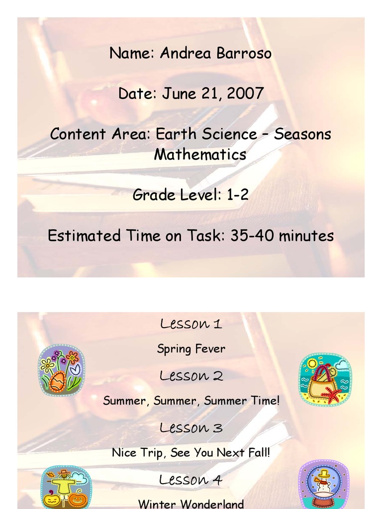 Four Seasons Unit PDF | PDF | Course Evaluation | Educational Assessment