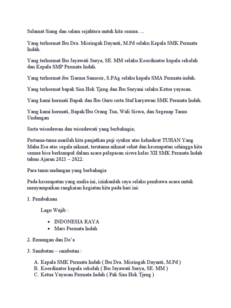 Naskah MC Wisuda | PDF