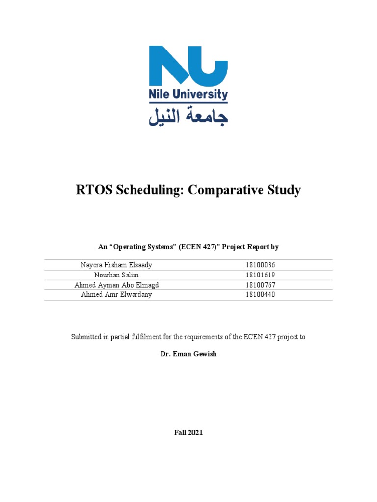 RTOS Scheduling: Comparative Study: An "Operating Systems" (ECEN 427) " Project Report by | PDF ...