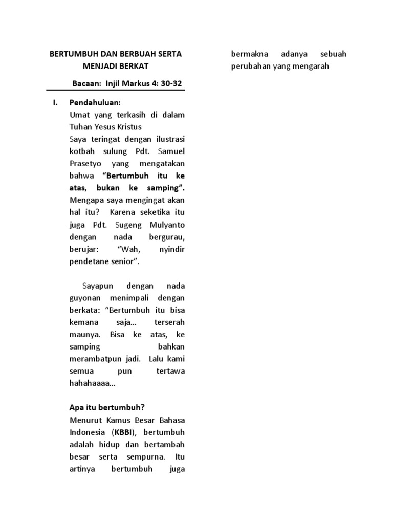 Bertumbuh Dan Berbuah Serta Menjadi Berkat | PDF
