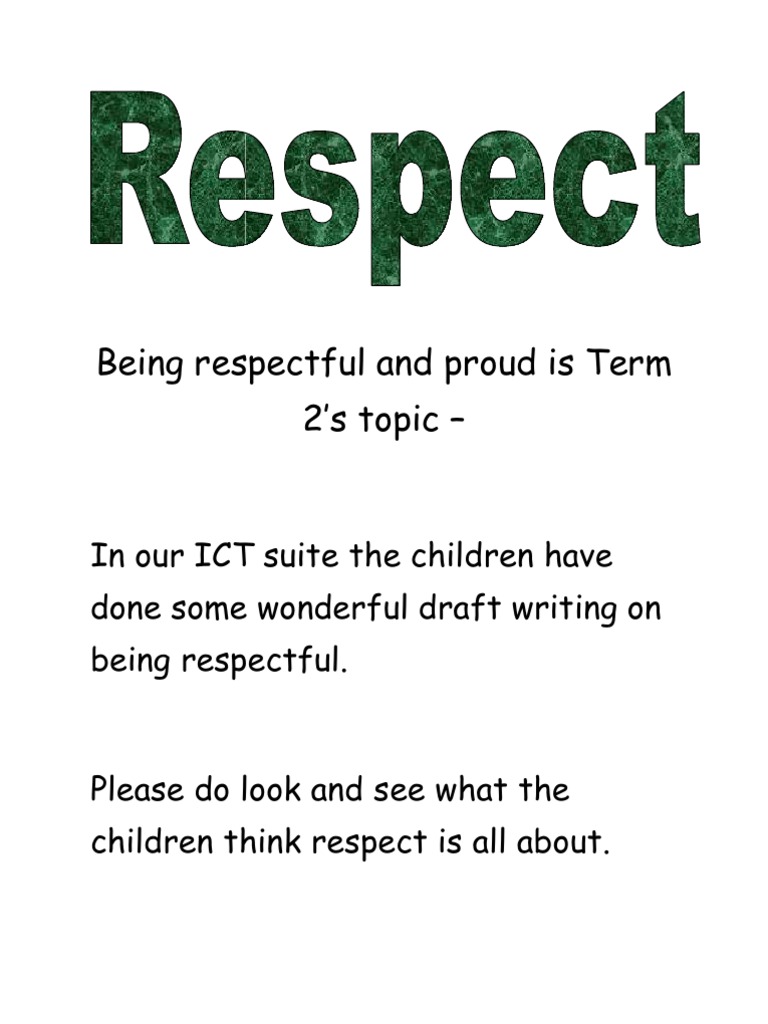 Room 2 Draft Writing On Respect | PDF