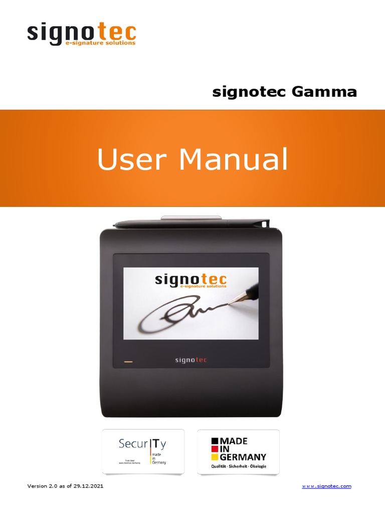 User Manual LCD Signature Pad Signotec Gamma | PDF | Remote Desktop ...