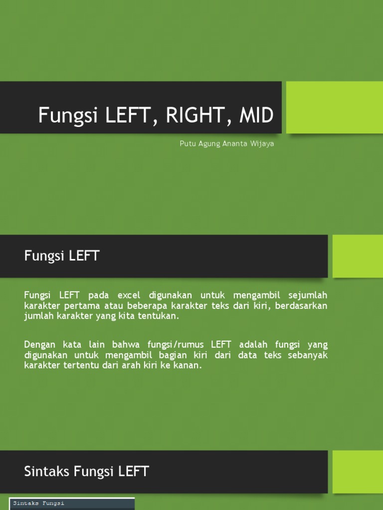 Fungsi LEFT, RIGHT, MID | PDF