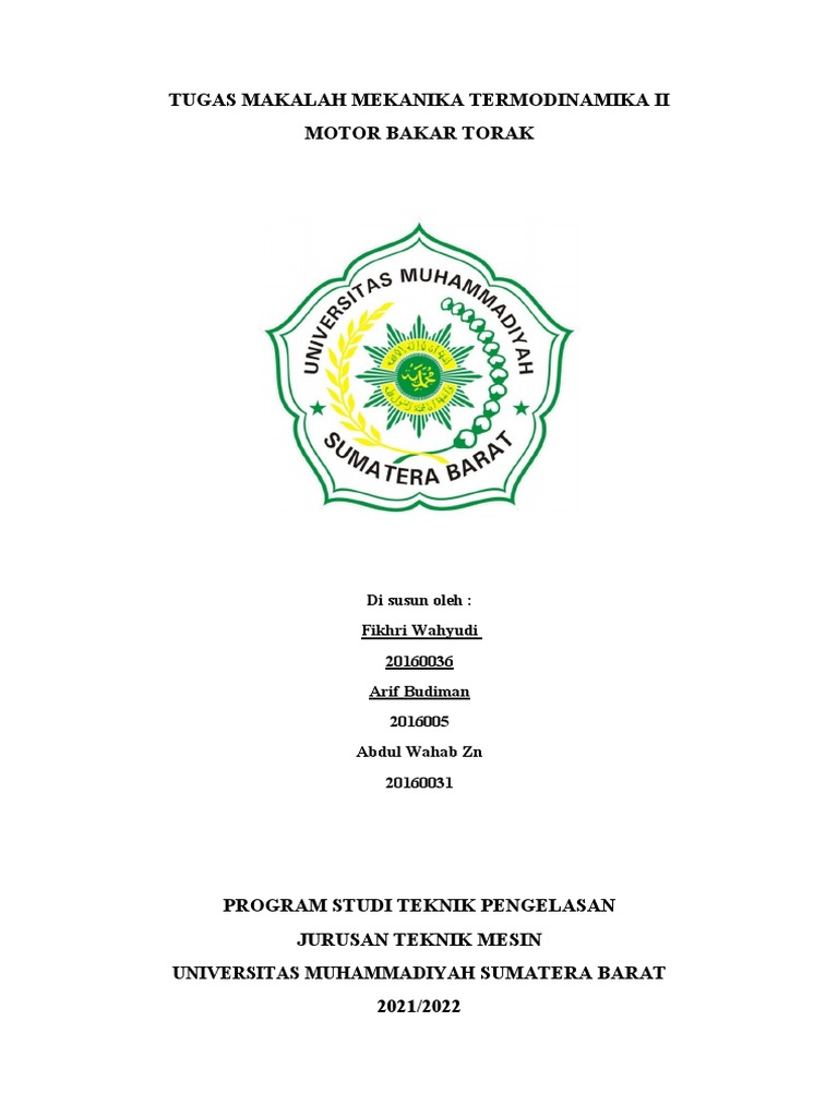 Motor Bakar Torak: Prinsip dan Daya | PDF | Teknologi & Rekayasa