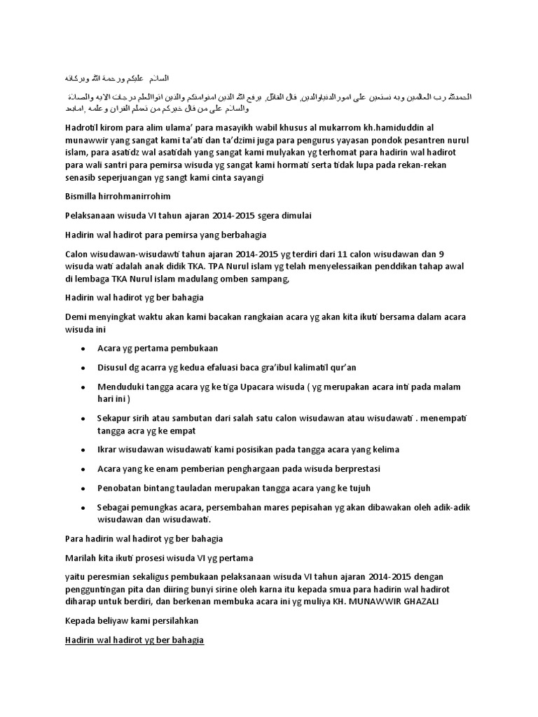 Teks MC Wisuda TK | PDF