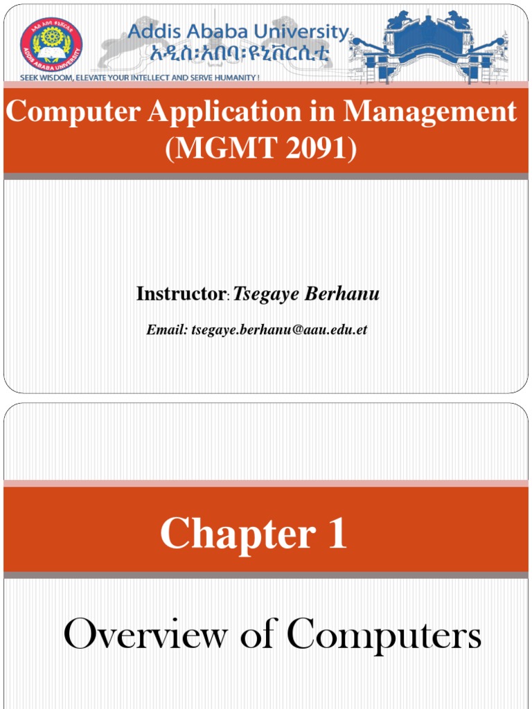Computer Application in Management (MGMT 2091) : Instructor | PDF ...