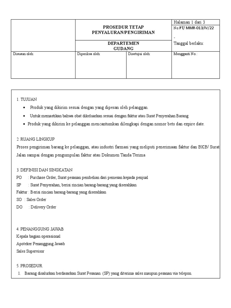 CONTOH SOP Penyaluran | PDF
