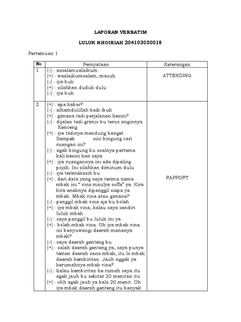 Laporan Verbatim | PDF