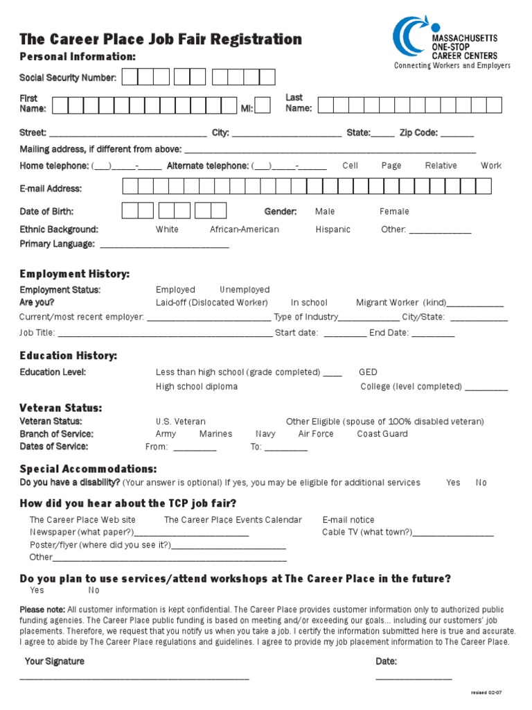 Job Fair Registration Form Template | PDF | Employment