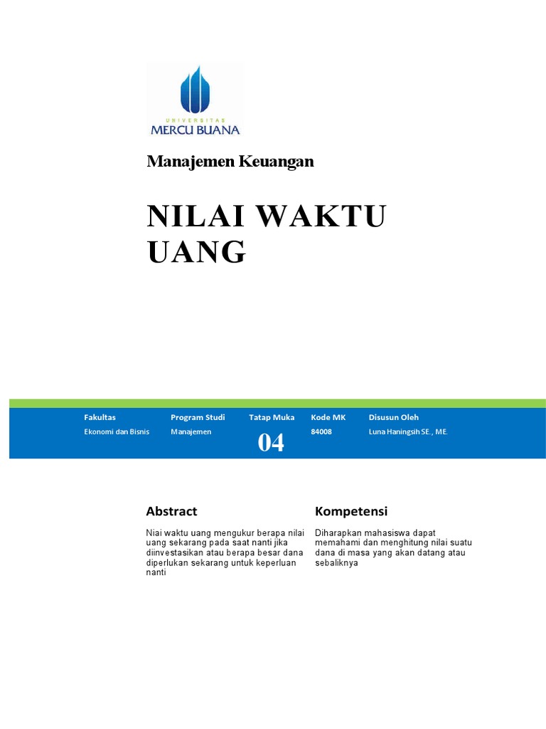 Tabel Nilai Uang dan Bunga Present Value | PDF