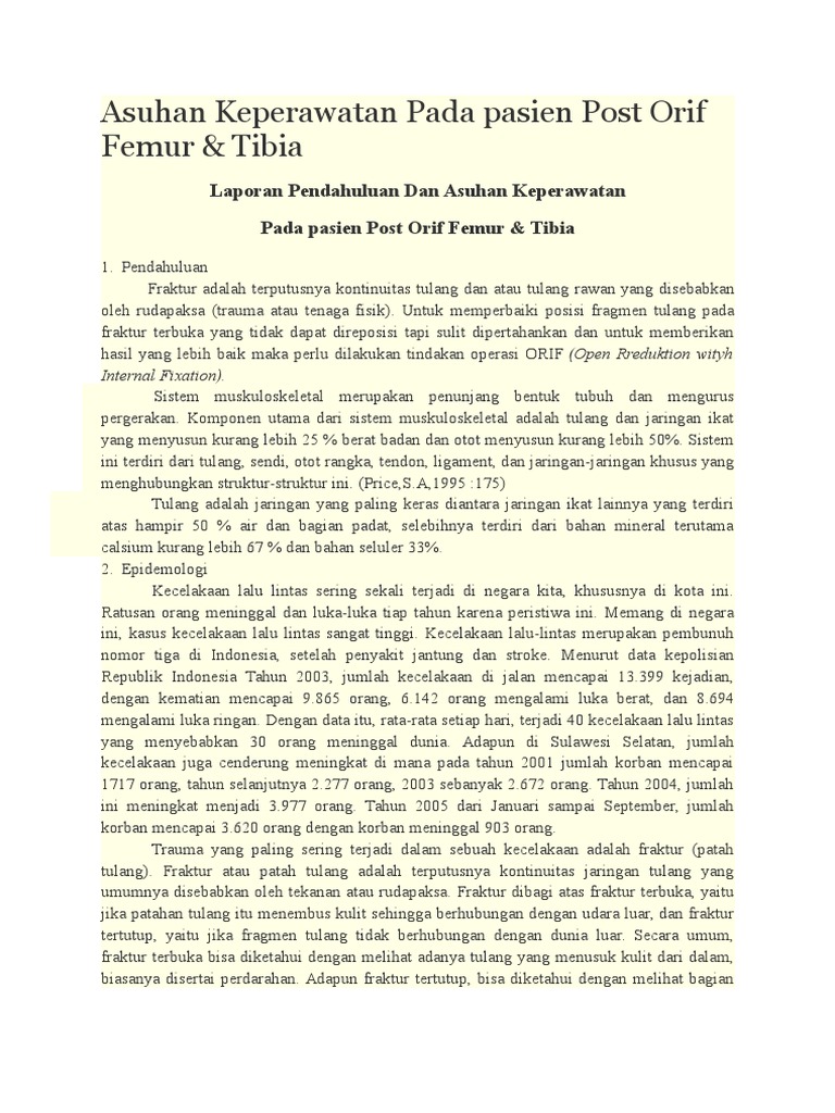 Asuhan Keperawatan Pada Pasien Post Orif Femur | PDF | Sains & Matematika