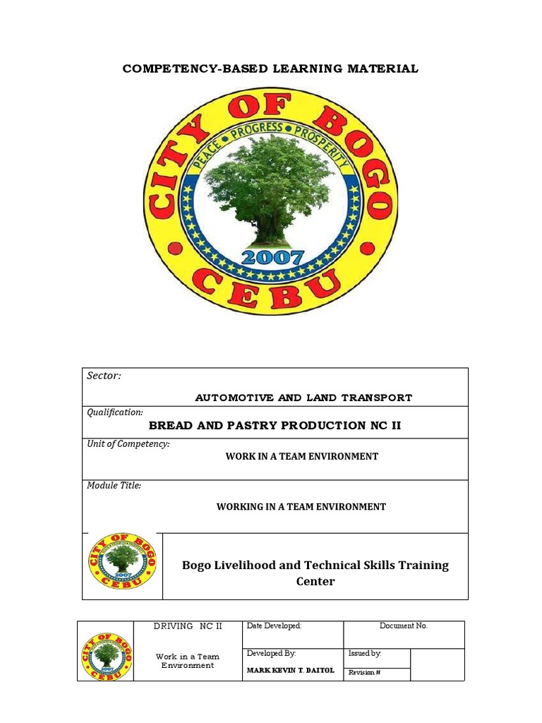 CBLM-Work in A Team Environment | Download Free PDF | Competence (Human Resources) | Learning