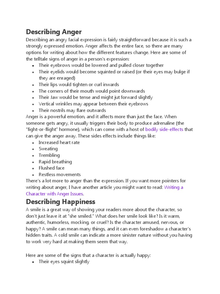 Describing Anger | PDF | Anger | Emotions