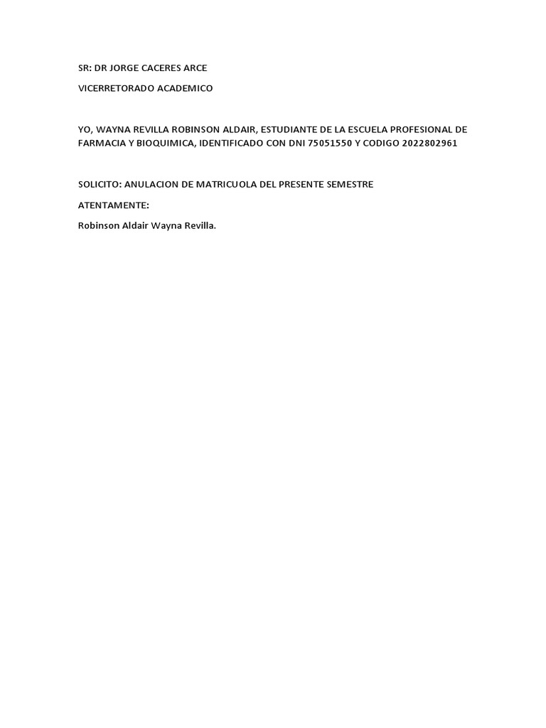 Anulacion de Matricula 1 | PDF
