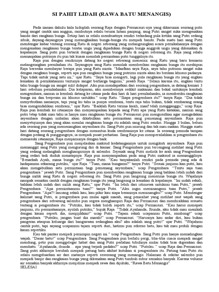 Cerpen Cerita Rakyat | PDF