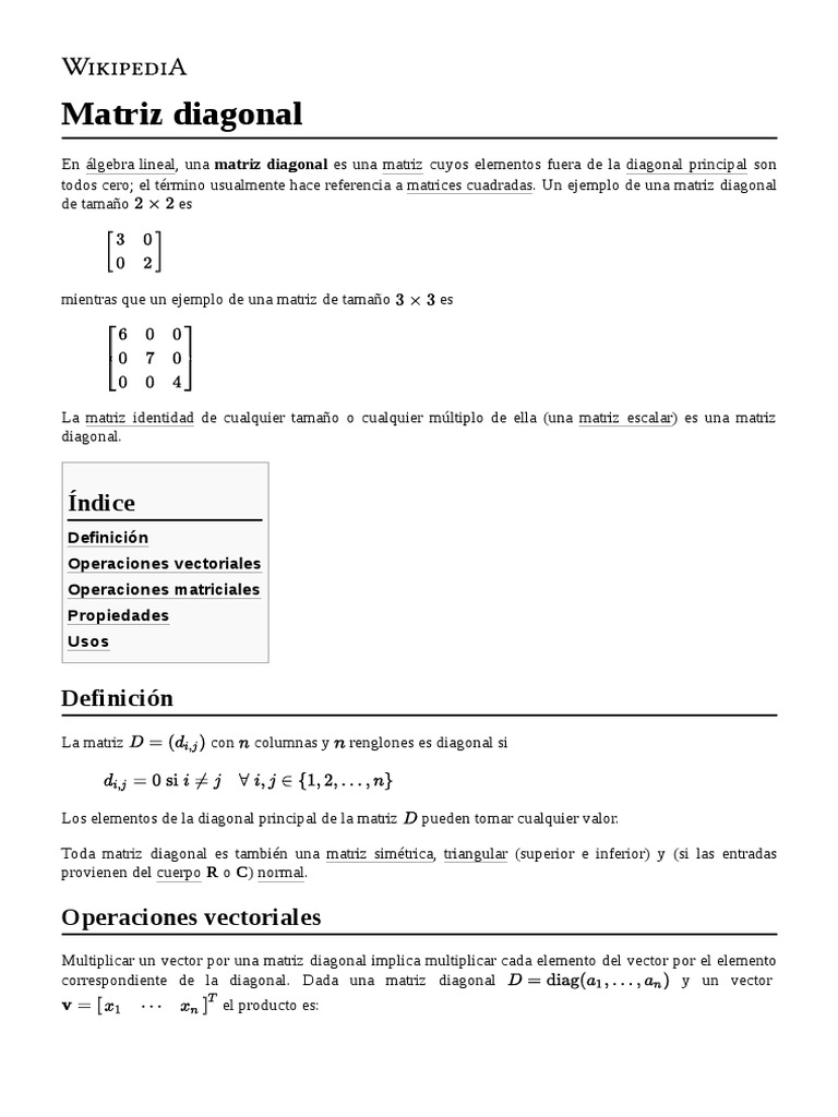 Matriz Diagonal | PDF | Matriz (Matemáticas) | Conceptos matemáticos