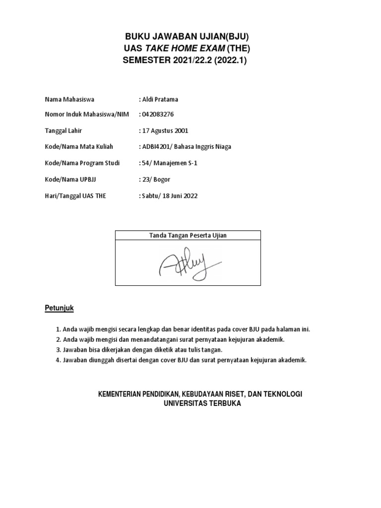 The - Aldi Pratama - 042083276 - Adbi4201 Bahasa Inggris Niaga | PDF