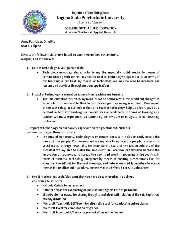 Laguna State Polytechnic University: College of Teacher Education | PDF ...