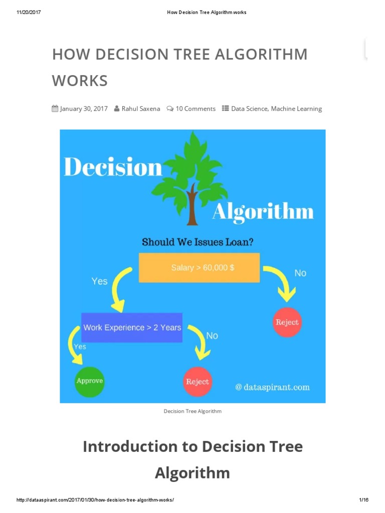How Decision Tree Algorithm Works | PDF | Cognition | Computer Science
