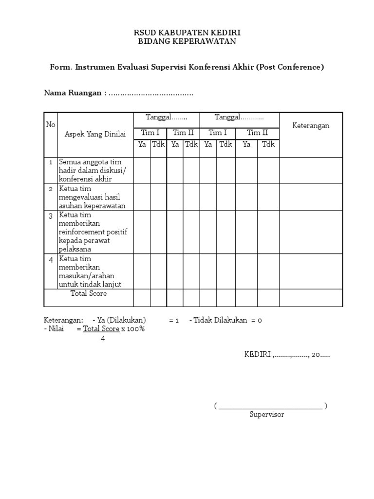 Form Supervisi | PDF