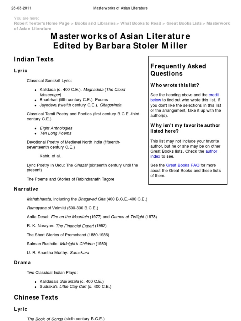 Read Masterworks of Asian Literature | PDF | Chinese Literature | Asian ...