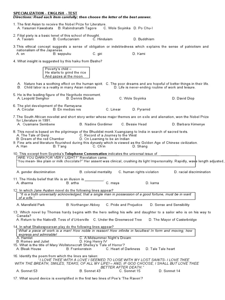 PDF English Major Let Reviewer | PDF | Curriculum | Reading Comprehension