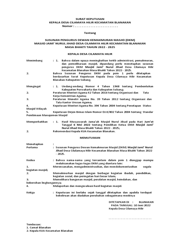 SK DKM Dari Desa | PDF