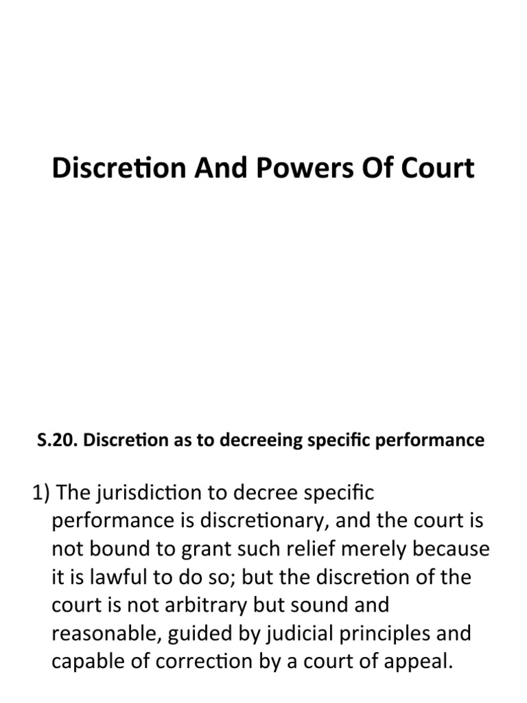 Discretion and Powers of Court | PDF | Damages | Breach Of Contract