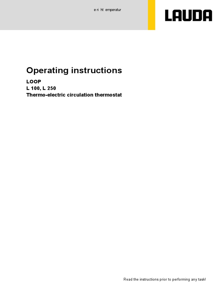 Operating Instructions: Loop L 100, L 250 Thermo-Electric Circulation ...