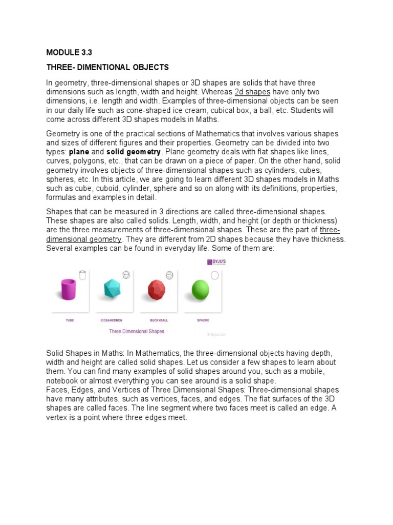 Module 1 | PDF | Shape | Sphere