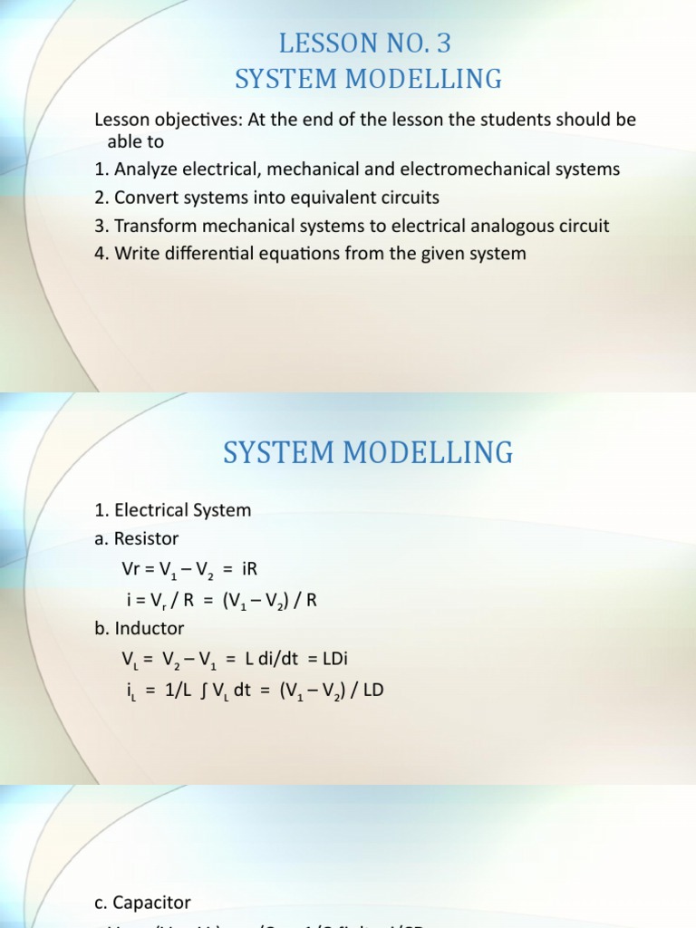 Lesson No. 3 System Modelling | PDF | Electric Motor | Torque