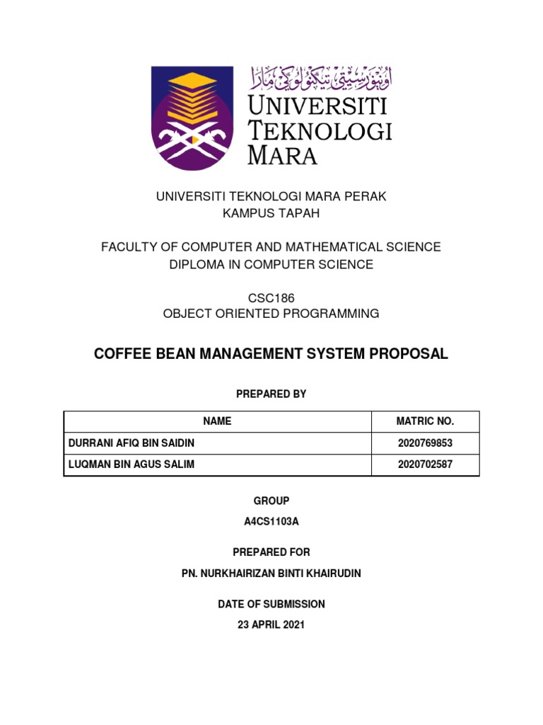Coffee Bean Management System Proposal | PDF | Business