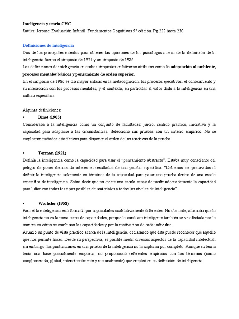 Teoría CHC de la Inteligencia | PDF | Inteligencia | Aprendizaje