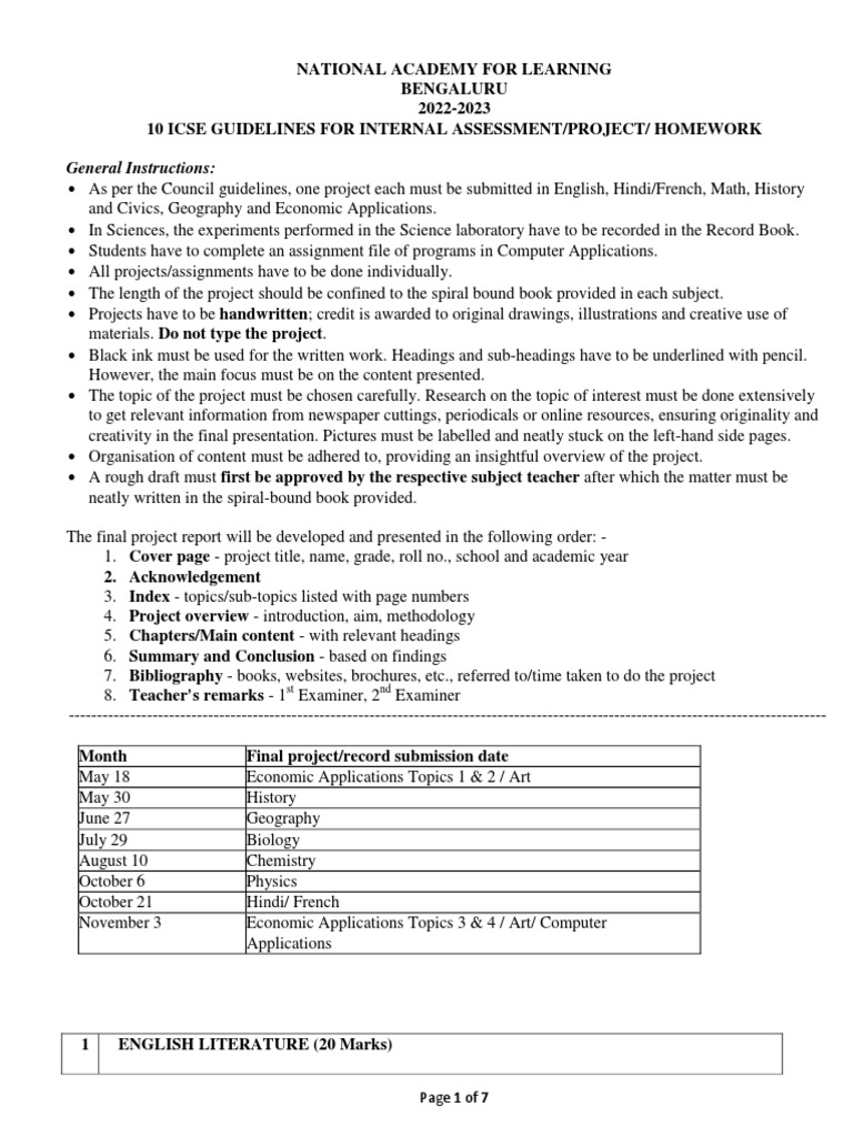 10 Icse Project Guidelines - 2022-23 260687889 1648812266 | PDF | Area ...