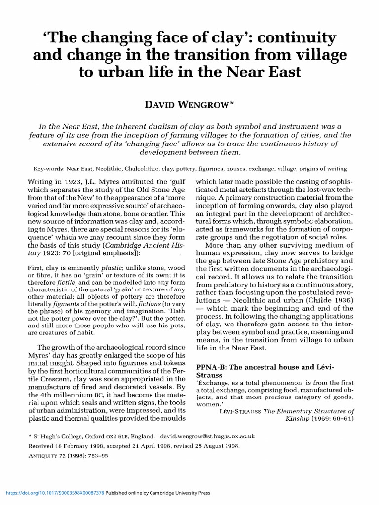 The Changing Face of Clay Continuity and Change in The Transition From ...