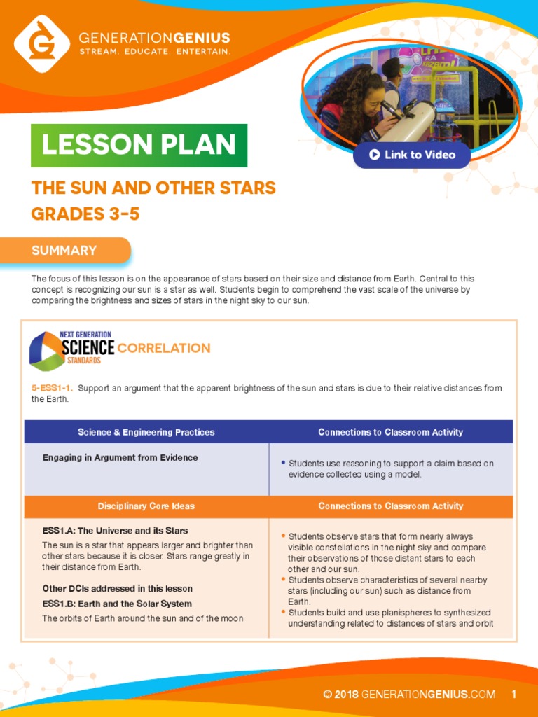 Sun and Stars Lesson Plan GG | PDF | Night Sky | Sun