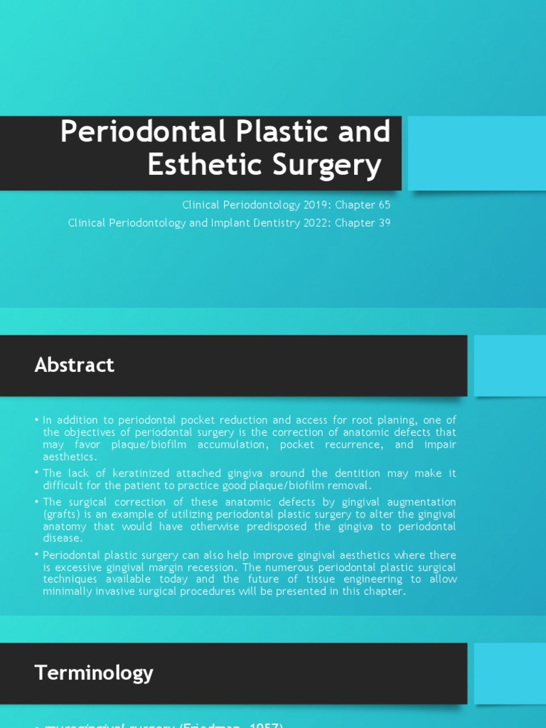 Periodontal Plastic and Esthetic Surgery | PDF | Periodontology | Dentistry